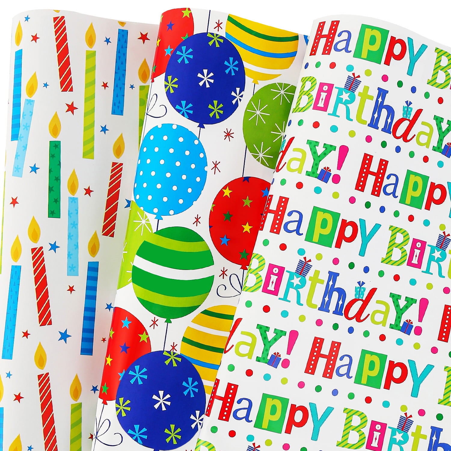 Birthday Wrapping Paper for Boys Girls Kids - Happy Birthday Balloons ...