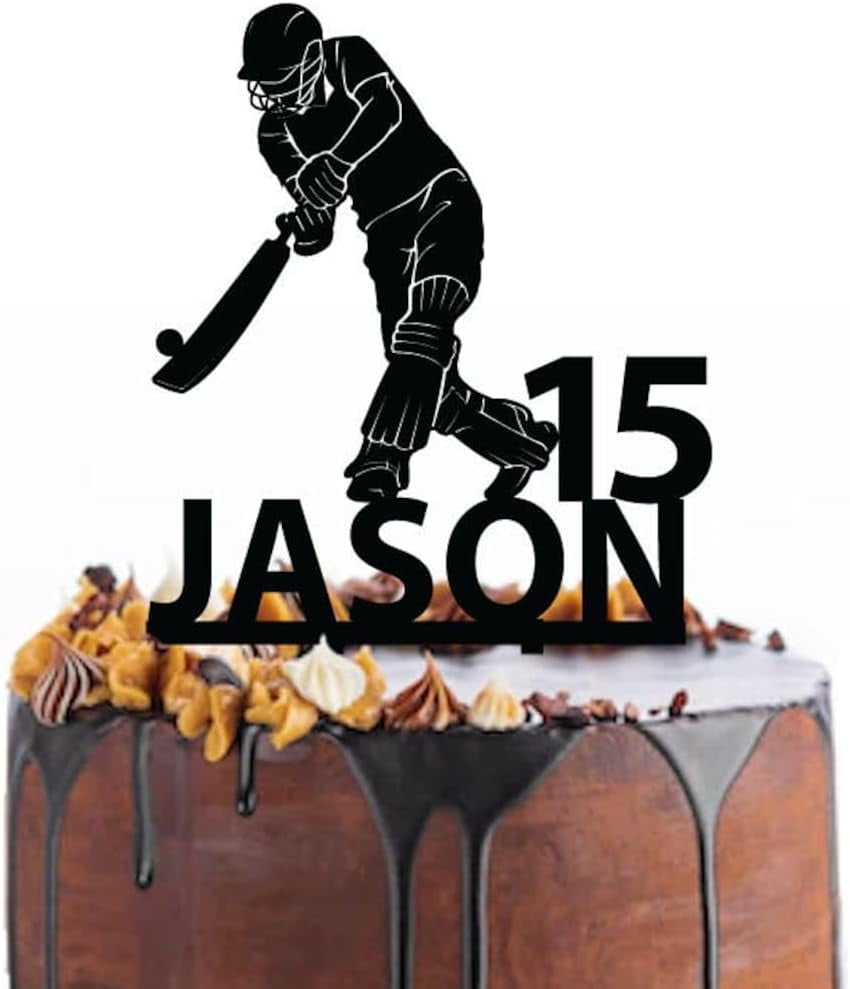 Birthday cake topper with a cricket player,Custom cricket player ...