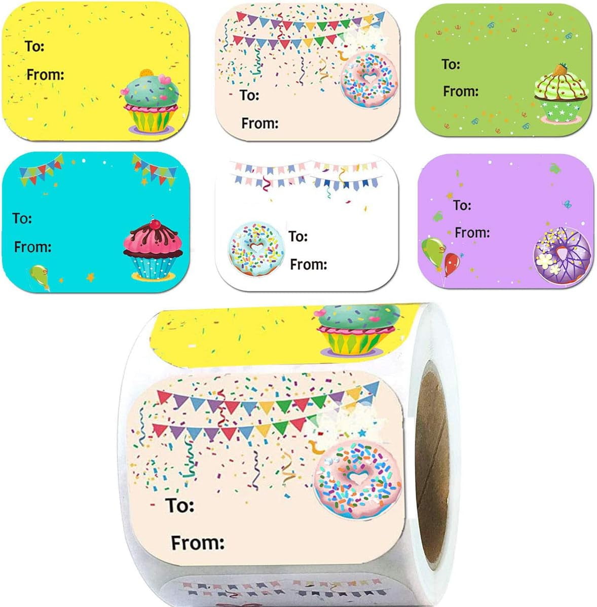 FENGHEMINGA Donut Theme Birthday Party Stickers, Happy Decorations ...
