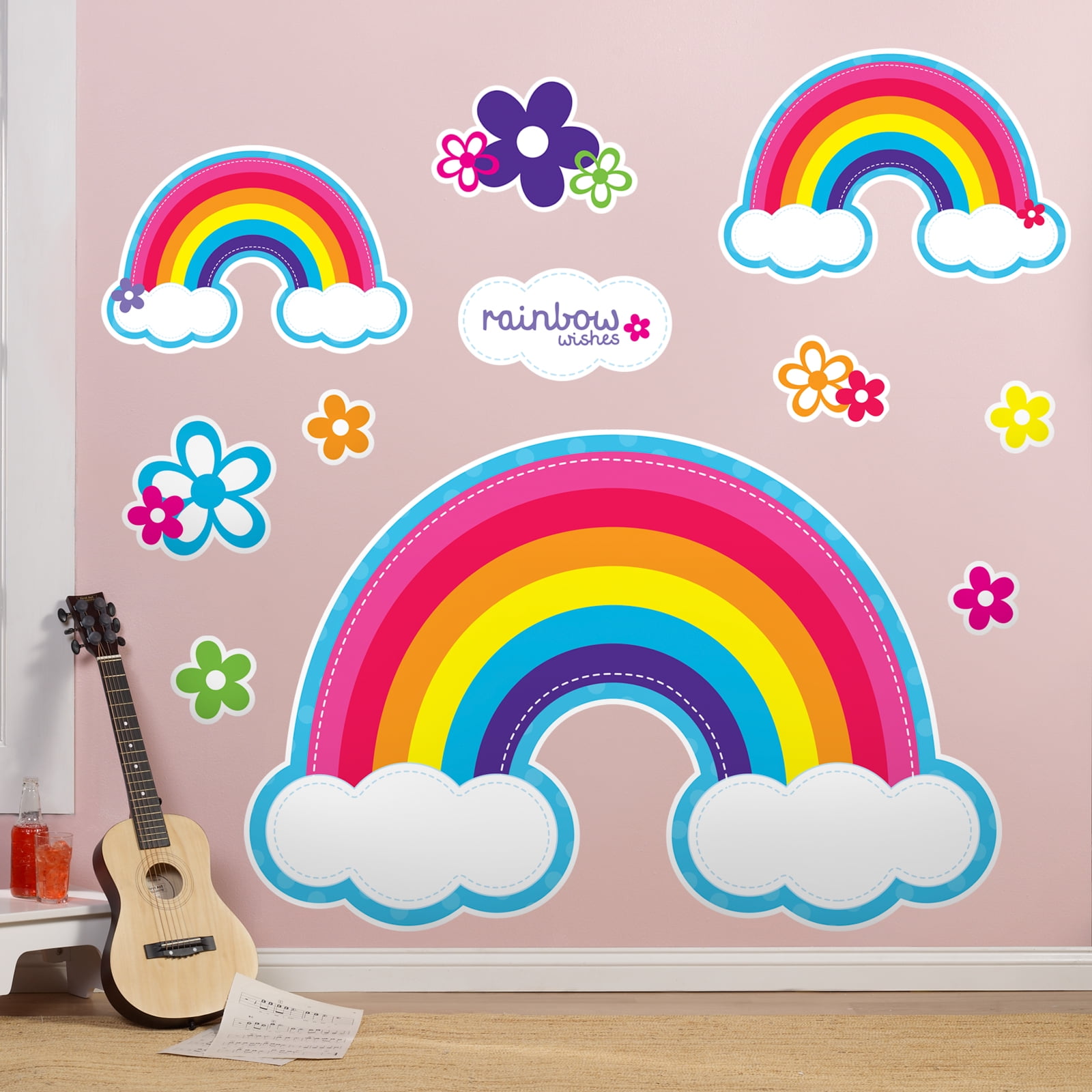 Rainbow Wishes Room Decor - Giant Wall Decals - Walmart.com
