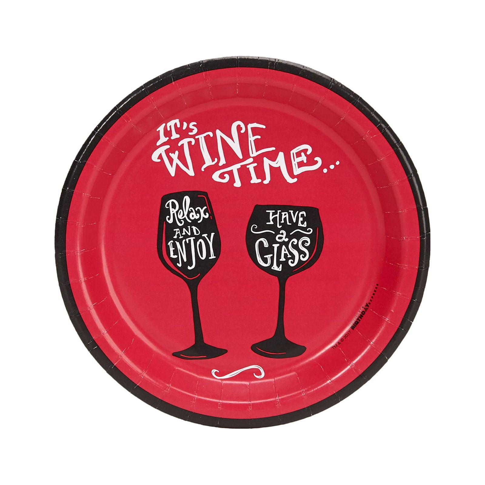 Girls Night Wine Time Party Supplies Red Cocktail Plates - 8 Pack ...