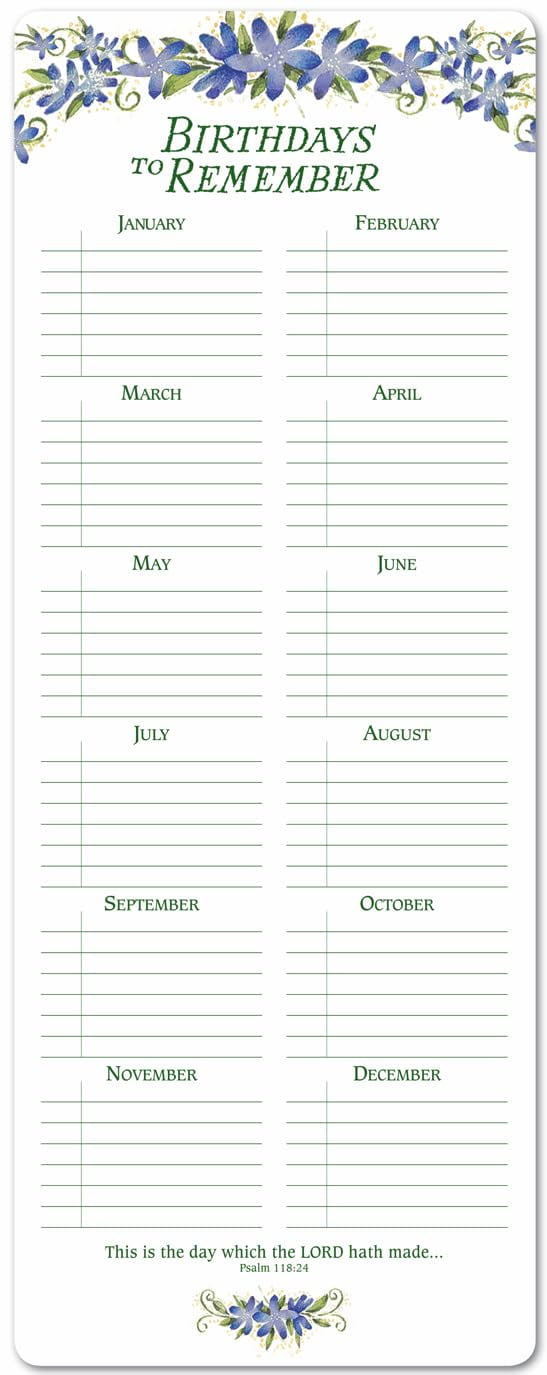 Birthdays To Remember Magnetic Calendar Christian Version Bible Verse ...