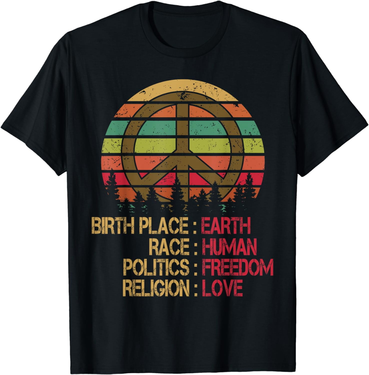 Birthplace Earth-Race Human-Equality Peace-Sign T shirt - Walmart.com