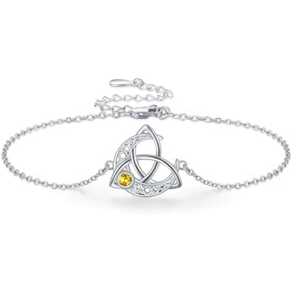 Birthstone Bracelet for Women S925 Sterling Silver Celtic Charm ...