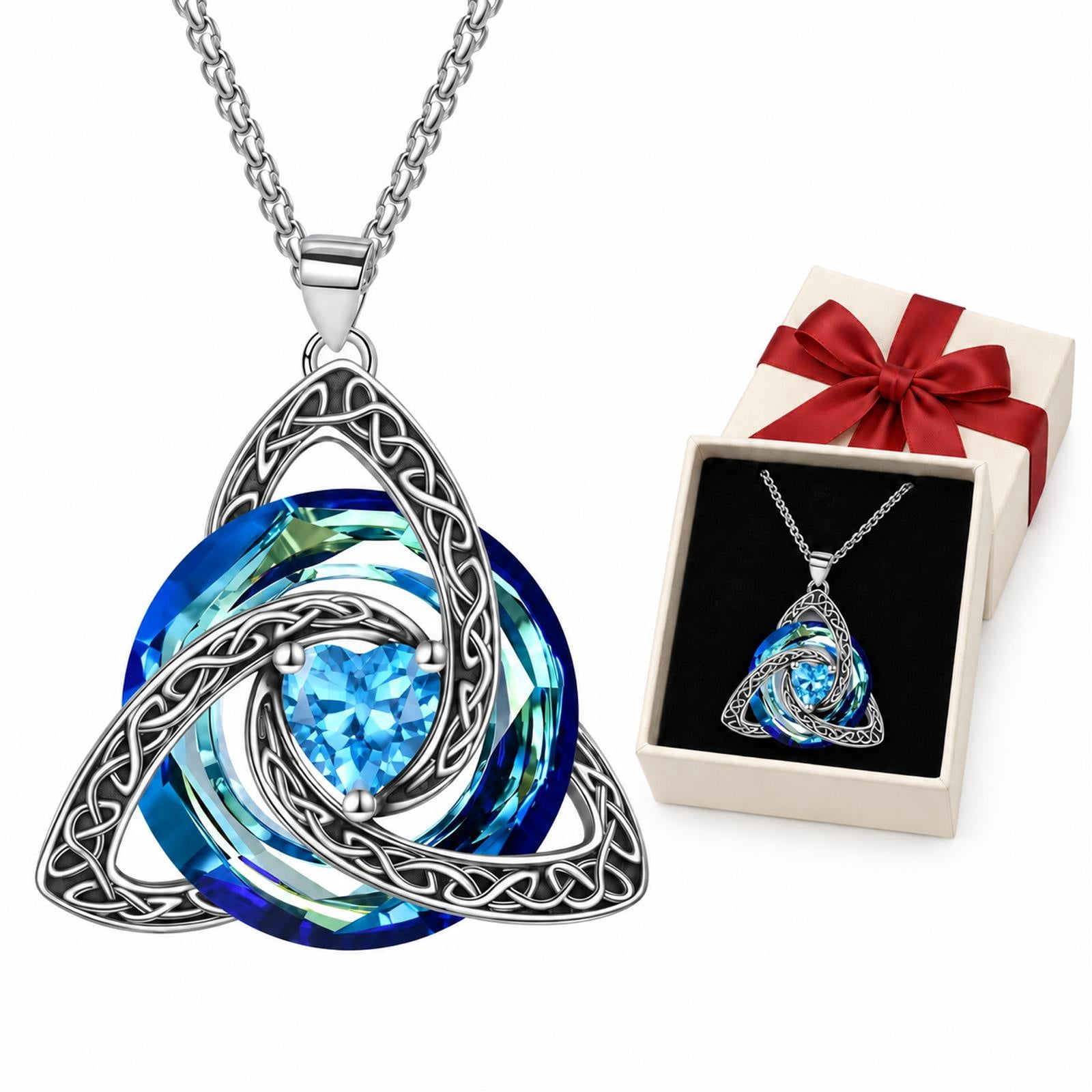 Birthstone Celtic Knot Necklace for Women, Lightweight Design Daily ...