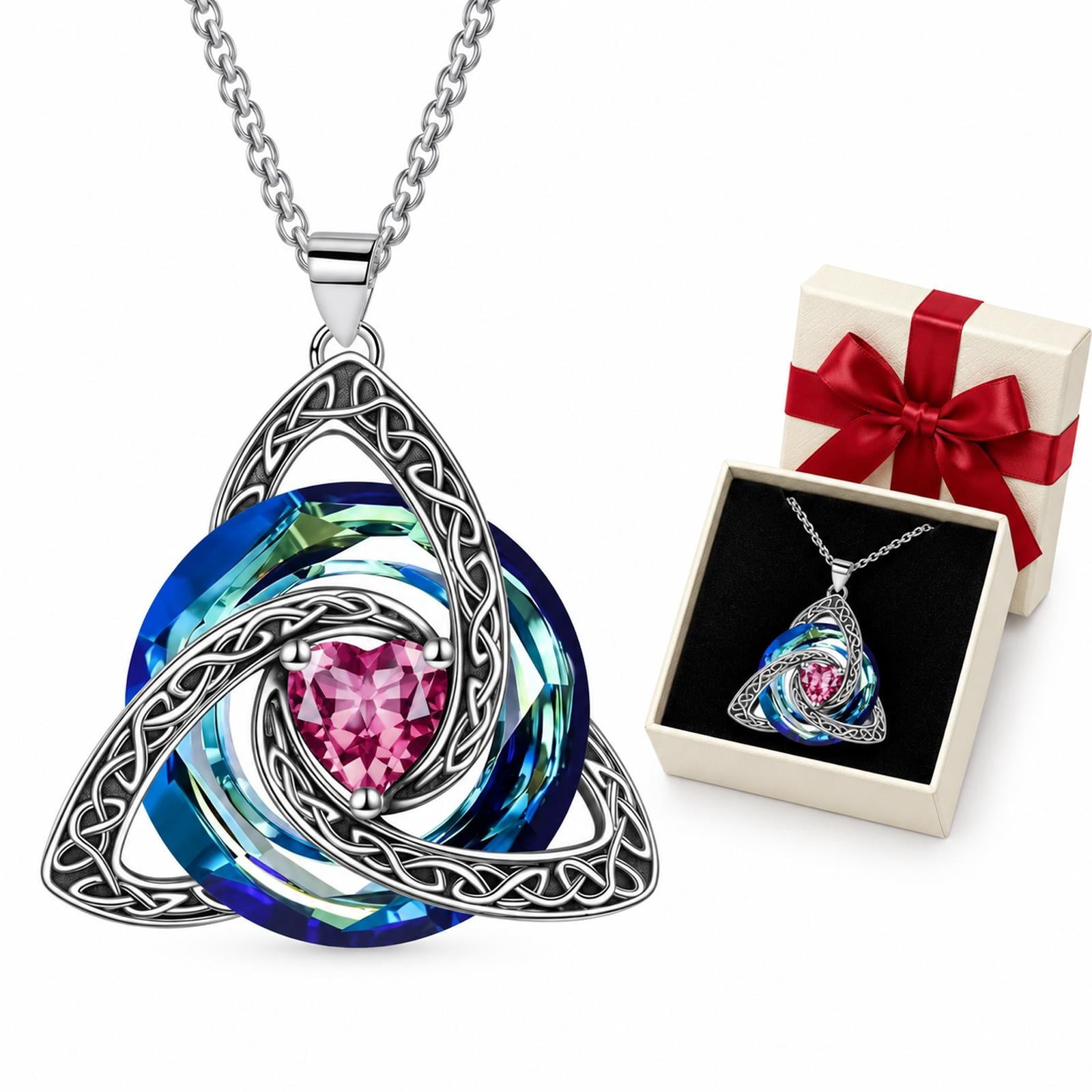 Birthstone Celtic Knot Necklace for Women, Lightweight Design Daily ...