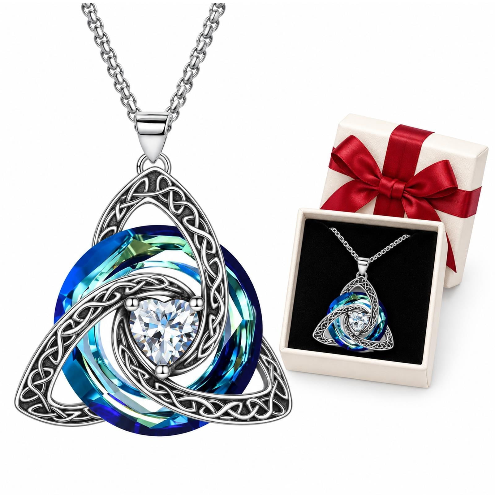 Birthstone Celtic Knot Necklace for Women, Lightweight Design Daily ...