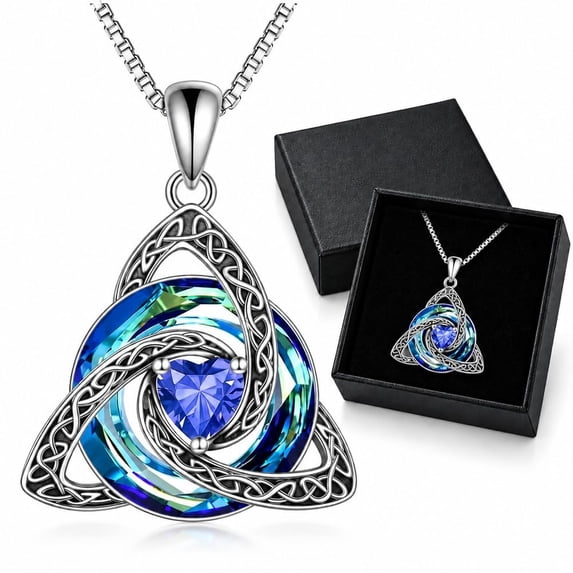 Birthstone Celtic Trinity Knot Necklace for Women Irish Jewelry Gift ...