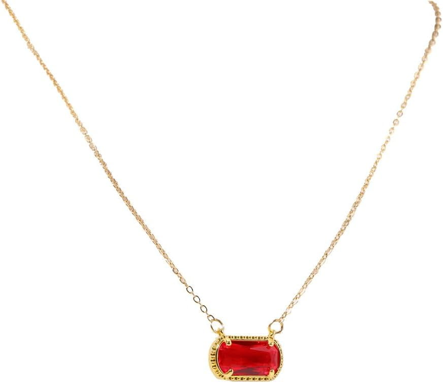 Birthstone Golden Plated Preppy Oval Stone Necklace Trendy Pendant ...