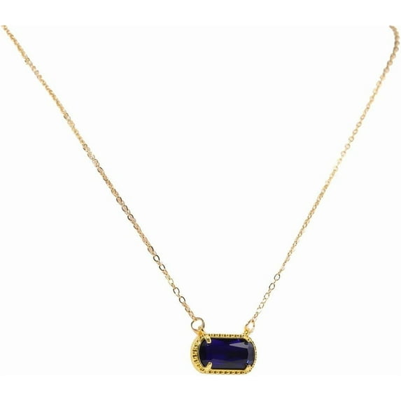 Birthstone Golden Plated Preppy Oval Stone Necklace Trendy Pendant ...