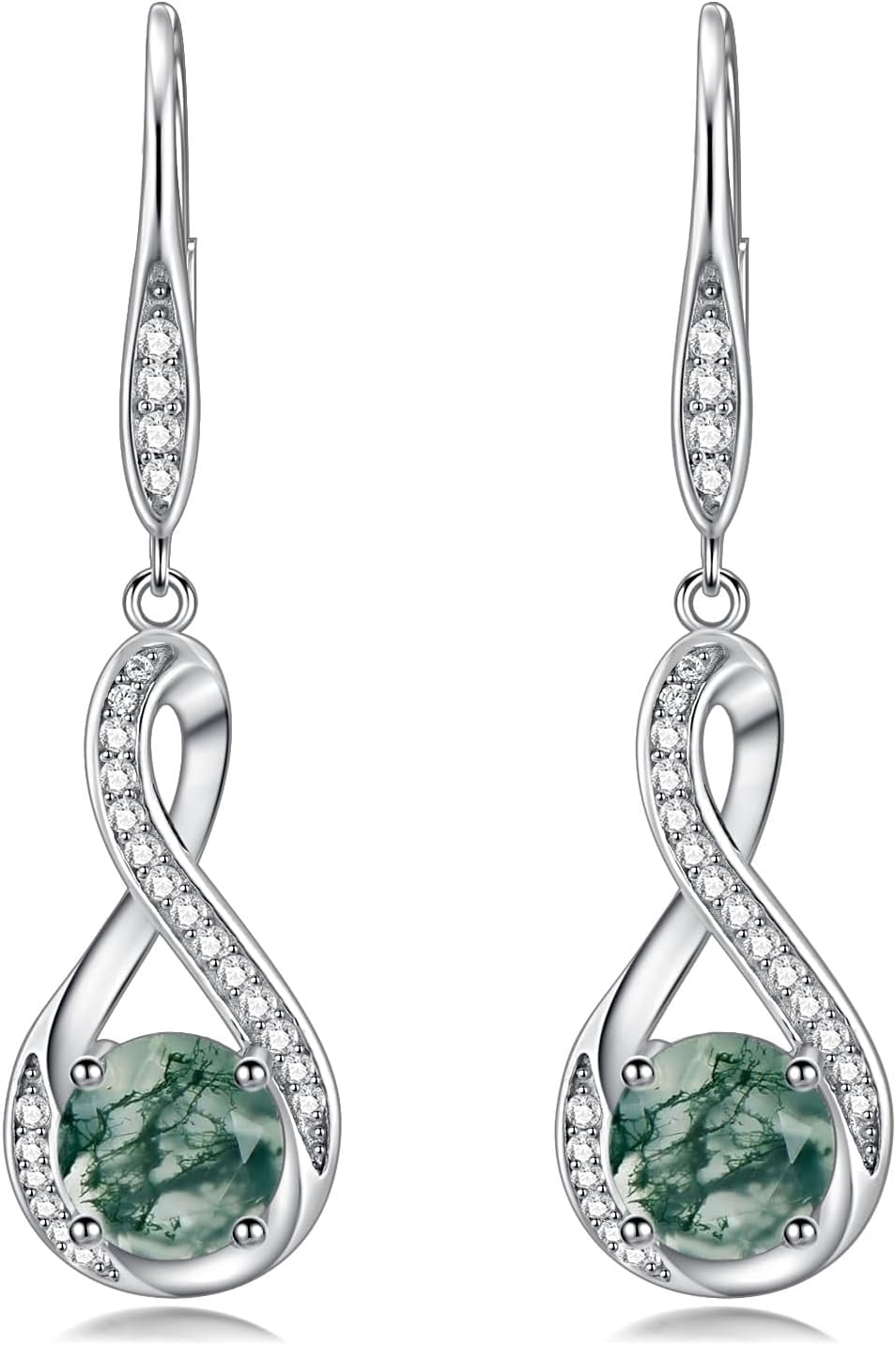 Birthstone Infinity Dangle Earrings for Women 925 Sterling Silver ...