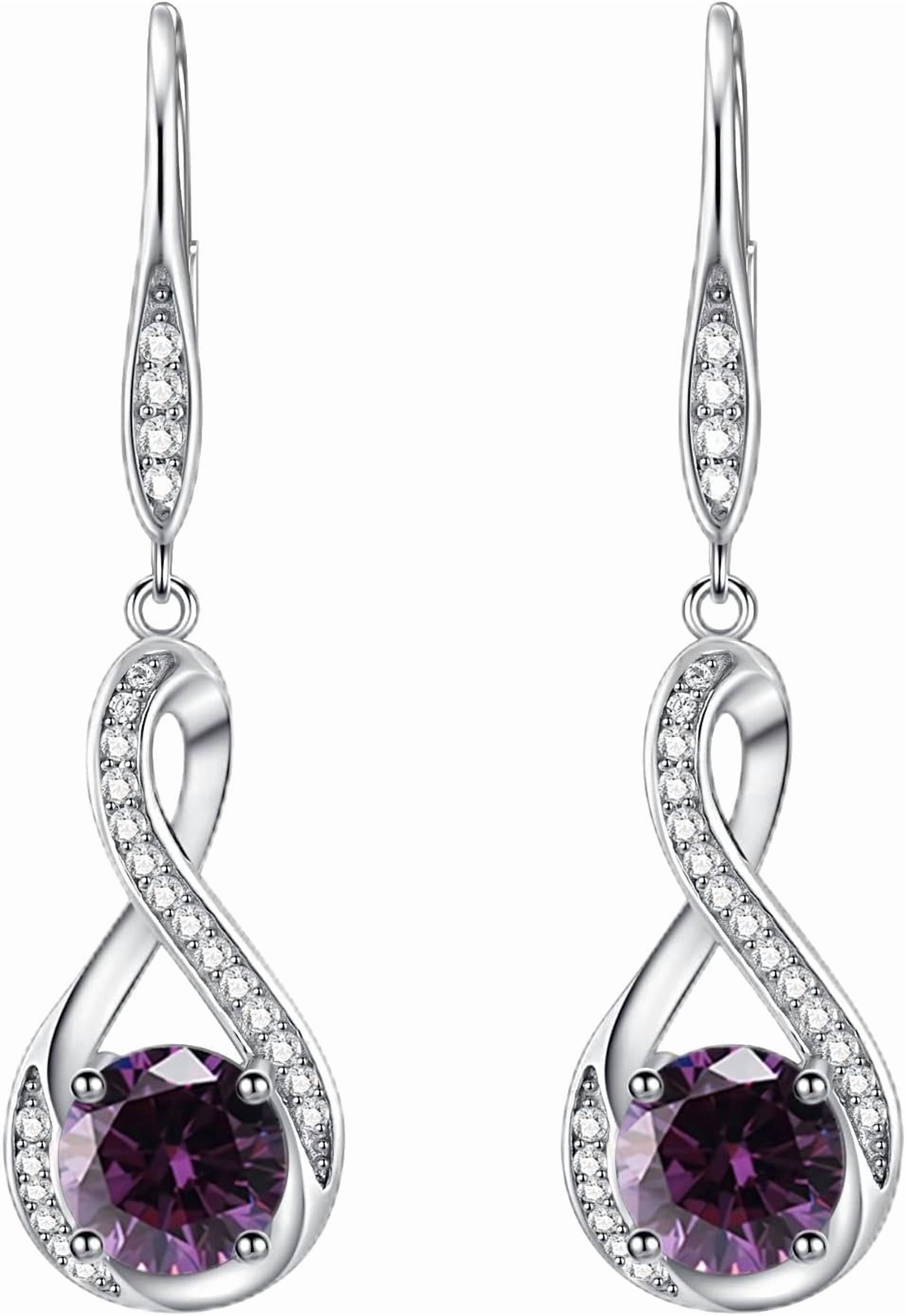 Birthstone Infinity Dangle Earrings for Women 925 Sterling Silver ...