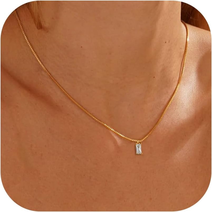 Birthstone Necklace for Women 14K Gold Plated Hypoallergenic Stainless ...
