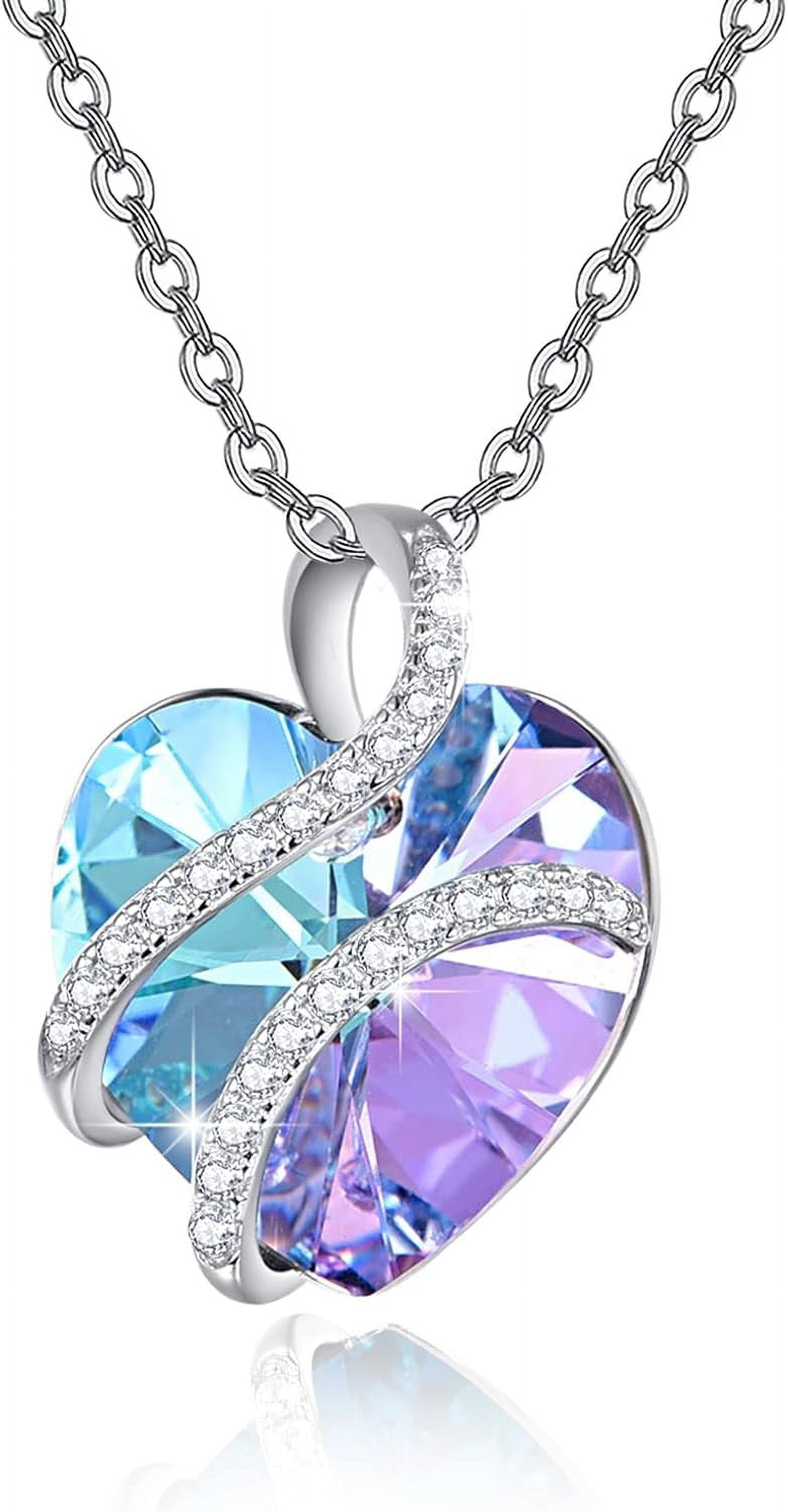 Birthstone Necklace for Women Sterling Silver Amethyst Heart Pendant February Birthstone Jewelry Gift Walmart