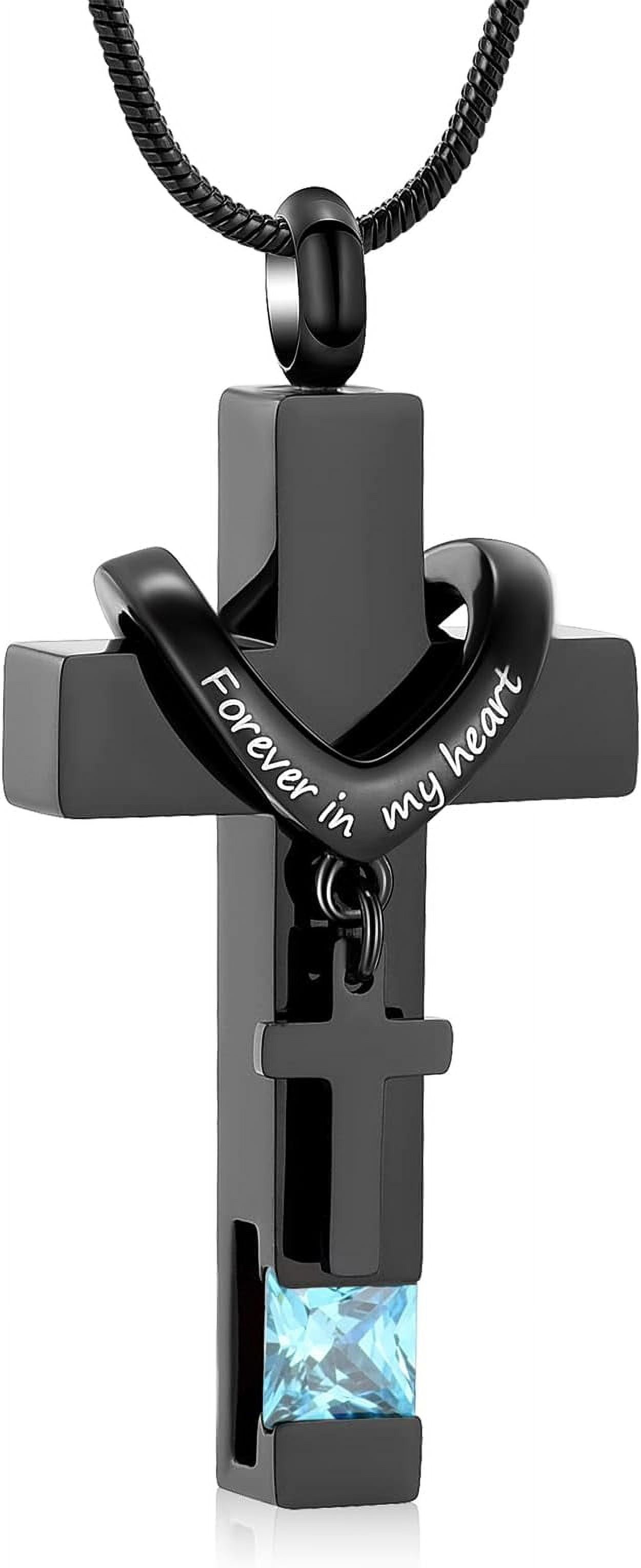 Birthstone Personalized Double Cross Urn Necklace Cremation Jewelry for ...