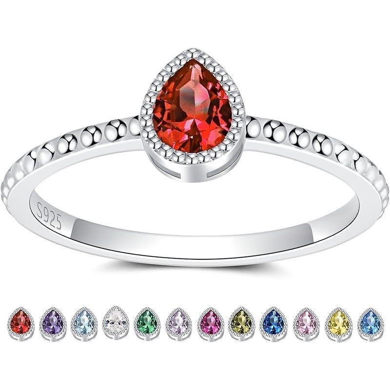 Birthstone Rings for Women Teen: S925 Sterling Silver Stacking ...