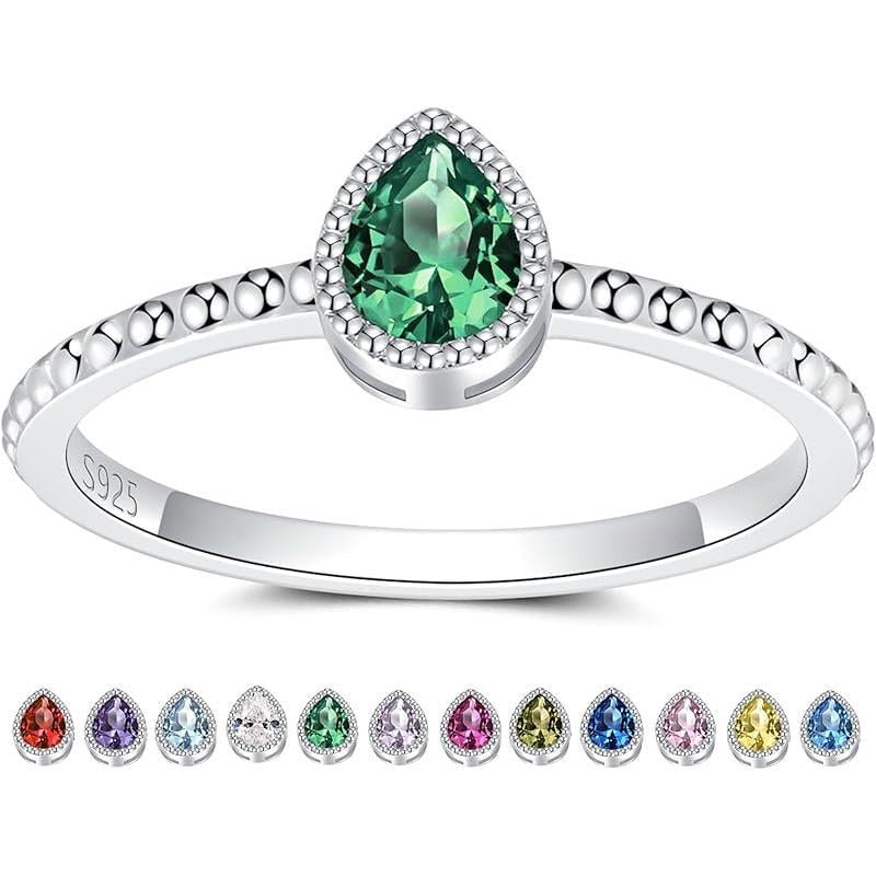 Birthstone Rings for Women Teen: S925 Sterling Silver Stacking ...