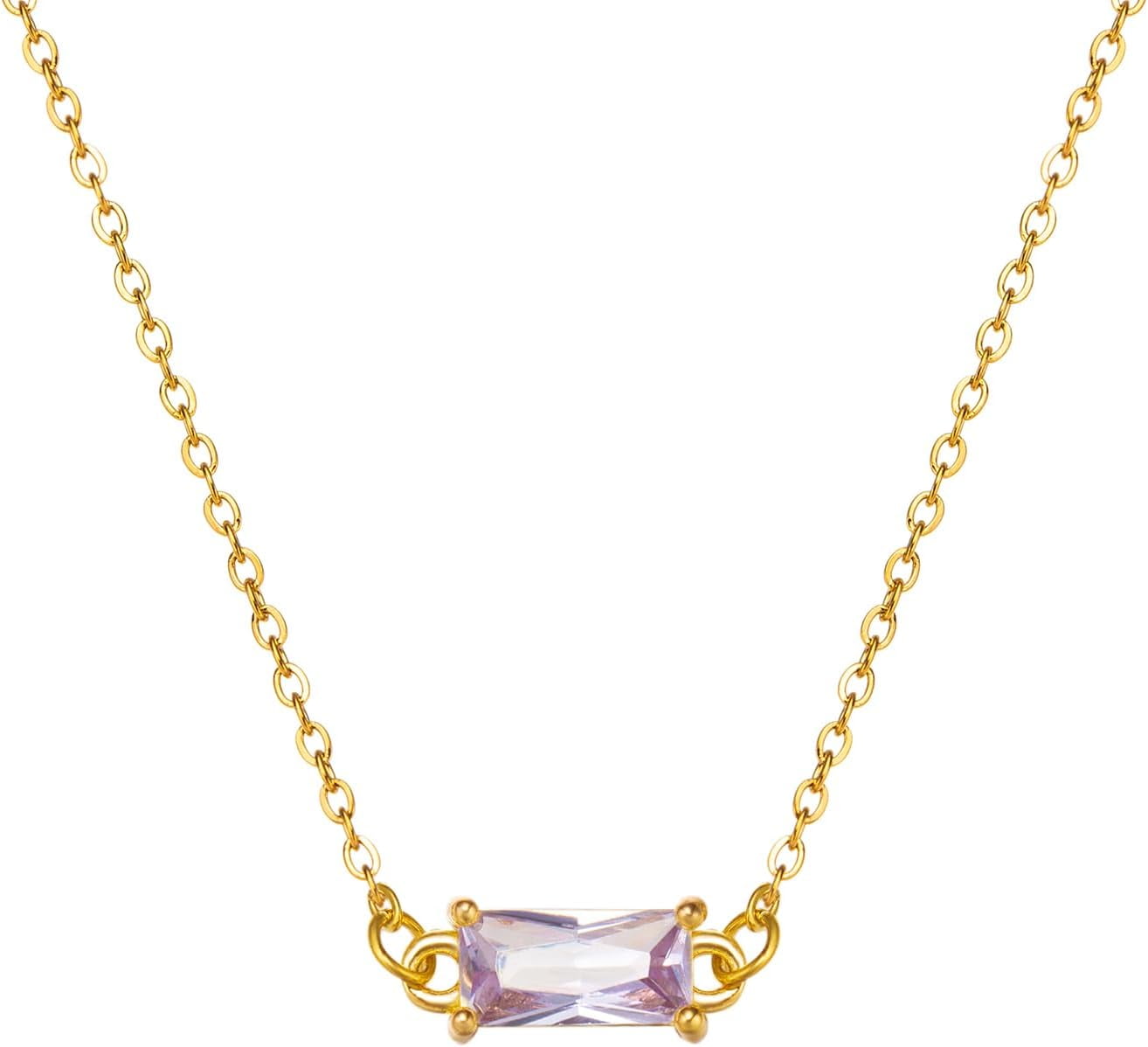 Birthstone necklace for Women Trendy Non Tarnish Dainty 18K Gold Plated ...