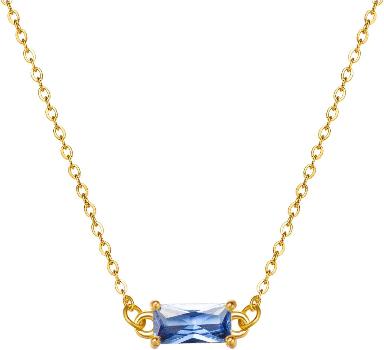 Birthstone necklace for Women Trendy Non Tarnish Dainty 18K Gold Plated ...