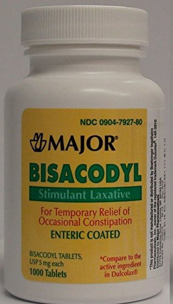 Bisacodyl 5MG Generic for Dulcolax Laxative Coated Tablets Bottle of ...