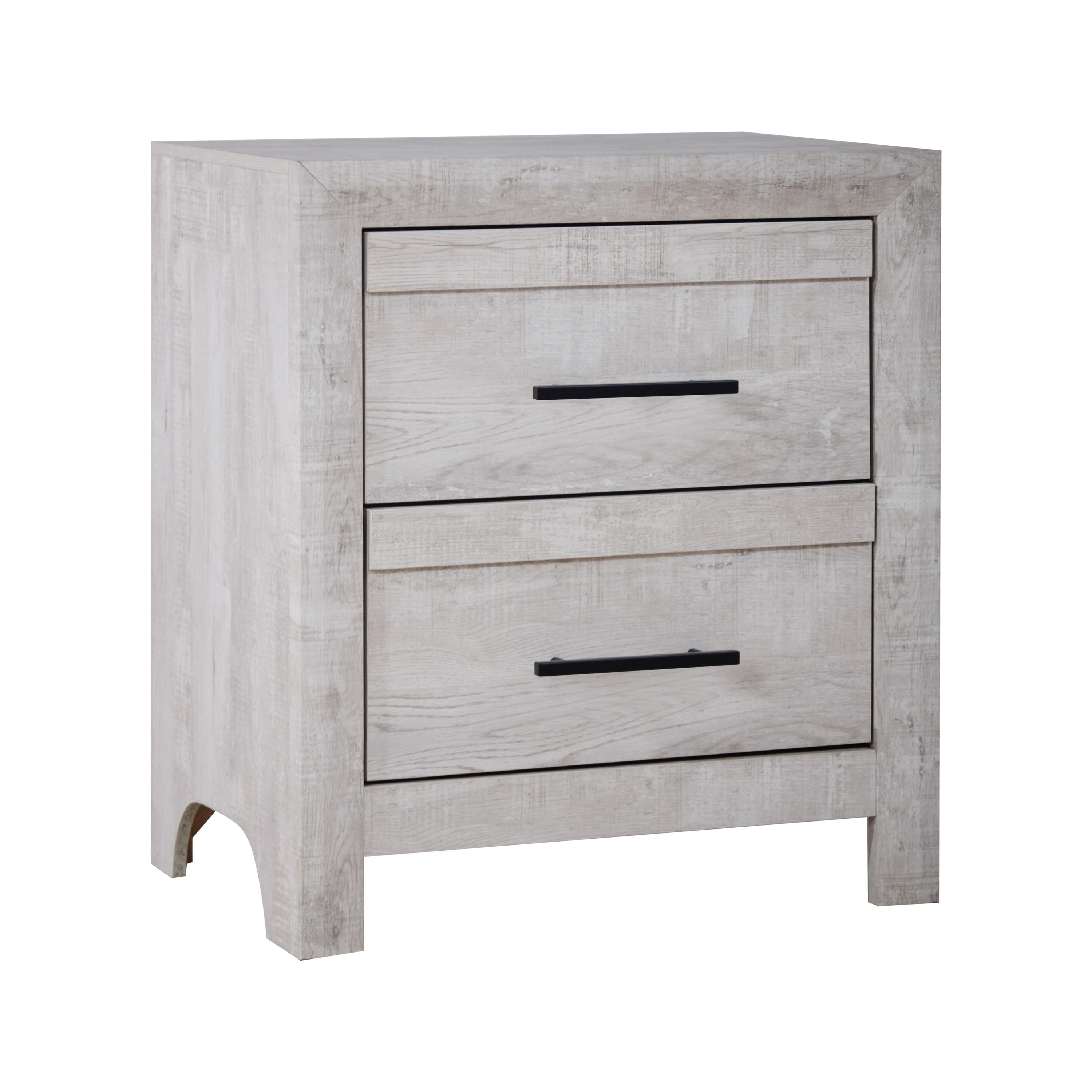 Bisca Nightstand, 2 Drawers, Black Handles, Light Gray Wood, 27 Inch ...