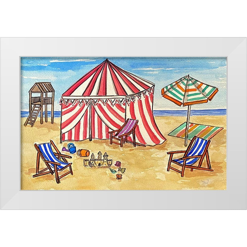 Biscardi, Nicholas 32x22 White Modern Wood Framed Museum Art Print Titled - Cabana Beach II ...