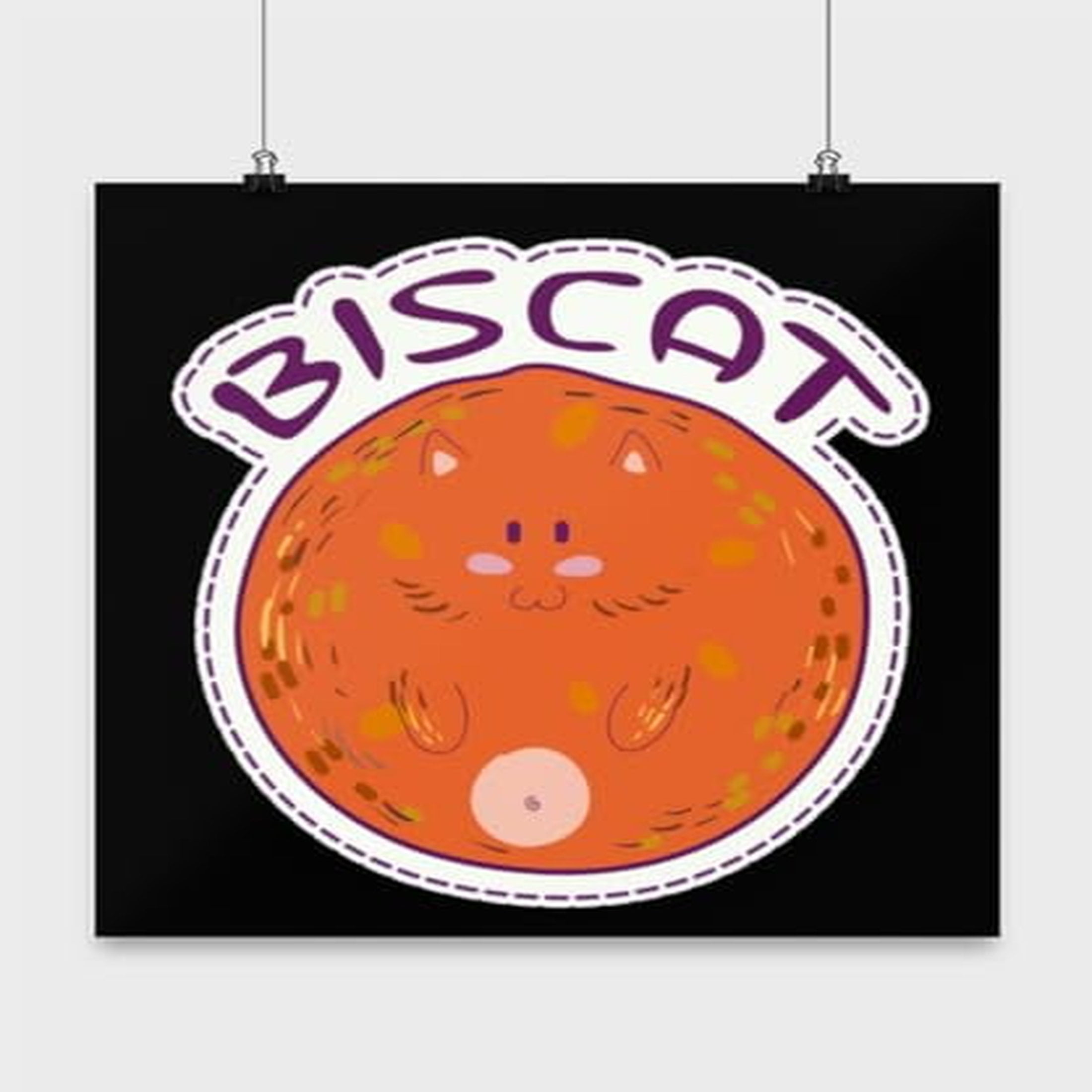 Biscat Food Humor Cat Poster - 13x13in Black Wall Art Gift for Cat ...
