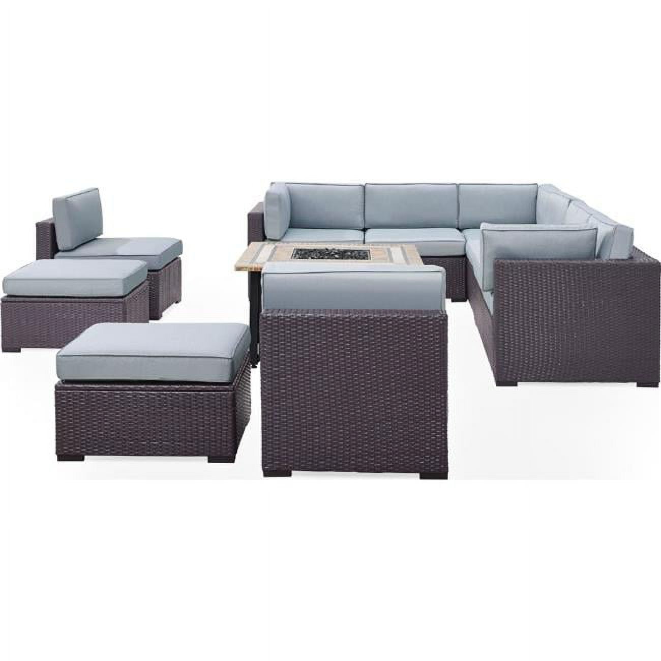 Biscayne 10 Person Outdoor Wicker Seating Set, Mist - Three Loveseats ...