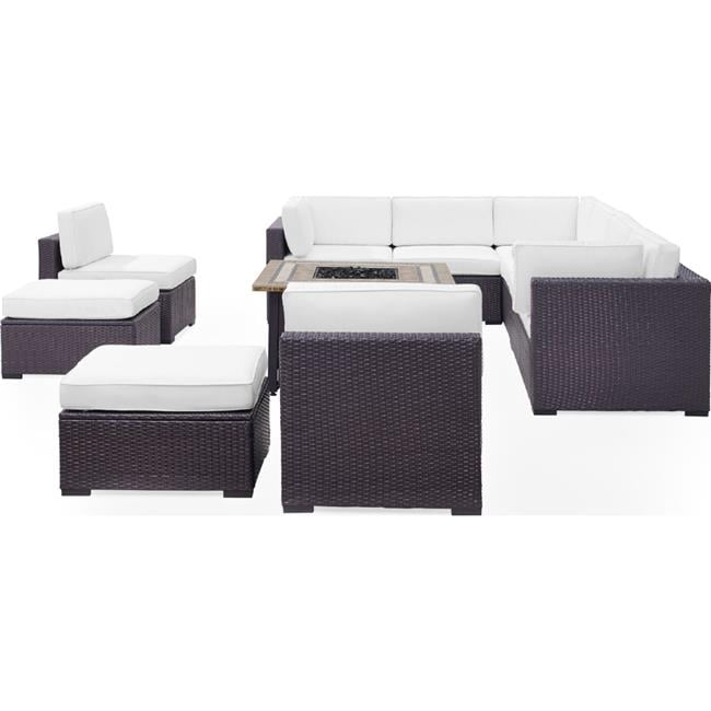 Biscayne 10 Person Outdoor Wicker Seating Set, White - Three Loveseats ...