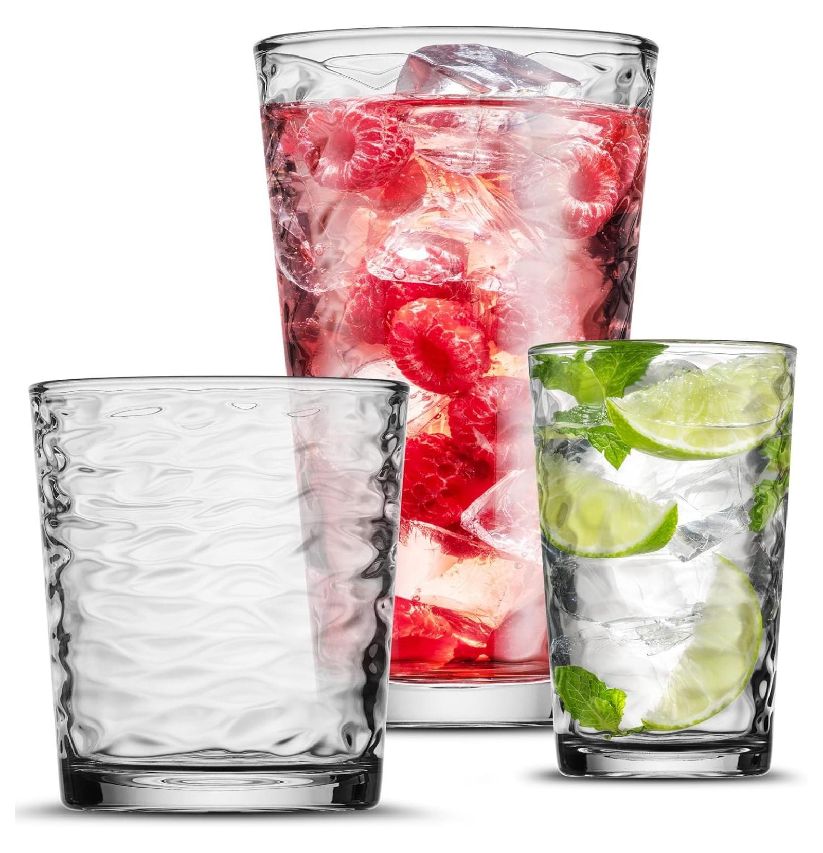 Biscayne 18-Piece Family Drinking Glasses Set - Drinking Glassware Set ...