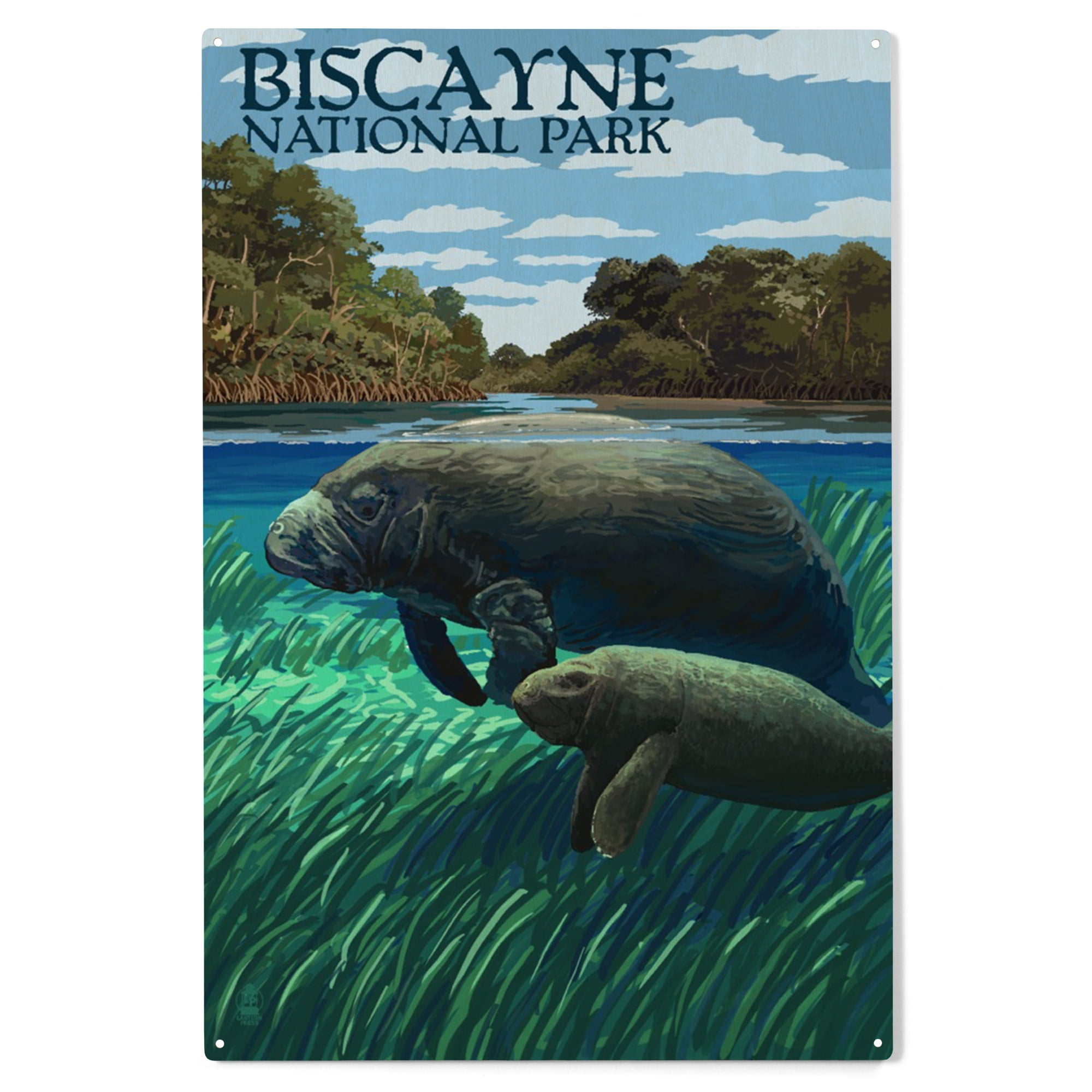 Biscayne National Park, Florida, Manatees and Mangroves Birch Wood Wall ...