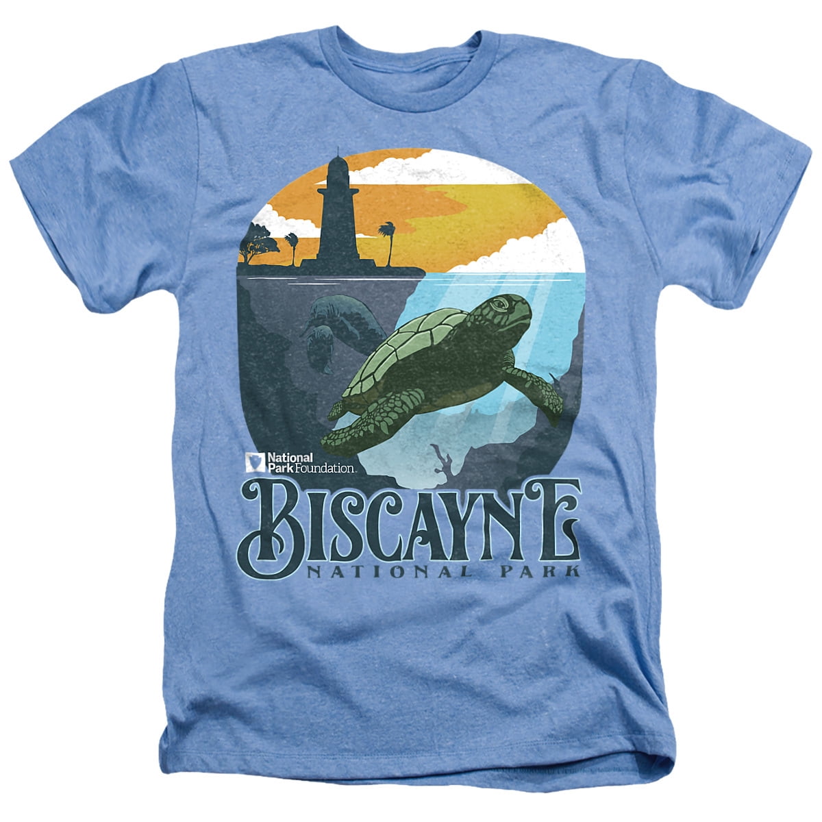 Biscayne National Park Sea Turtle Unisex Adult Heather T Shirt, Light ...