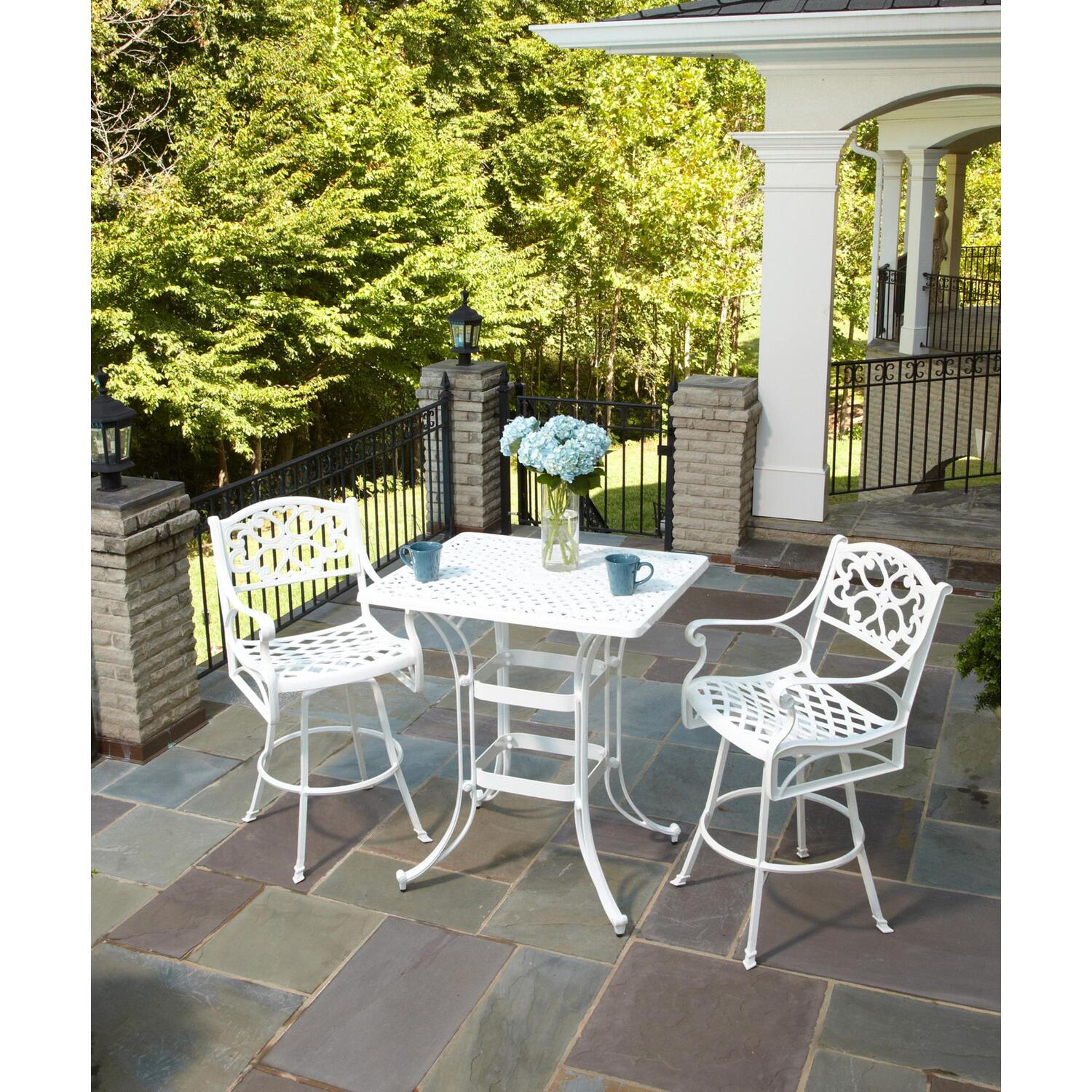 Biscayne Space Saving Rectangle 3 PC Bistro Set-Color:Powder-coated White - Walmart.com