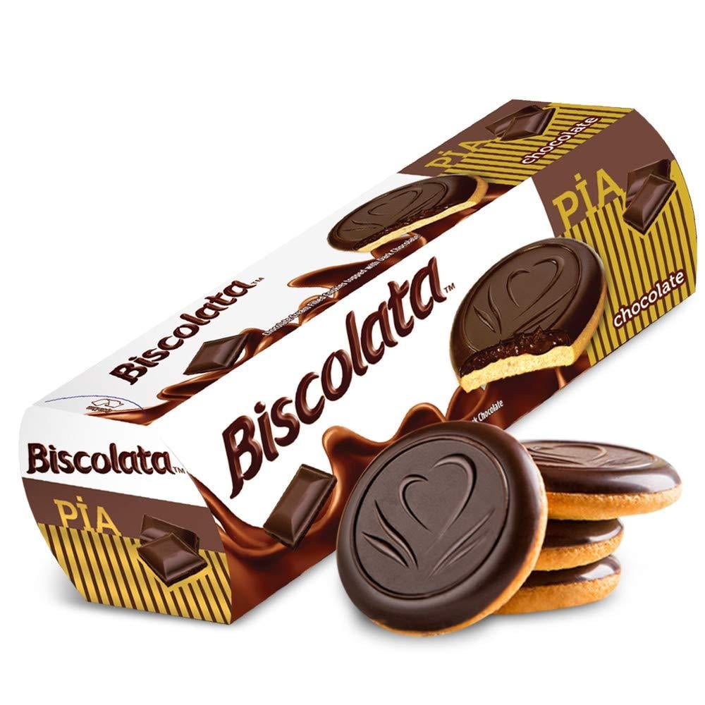 Biscolata Pia Cookies with Chocolate – 4 Pack Dark Chocolate Soft Baked ...