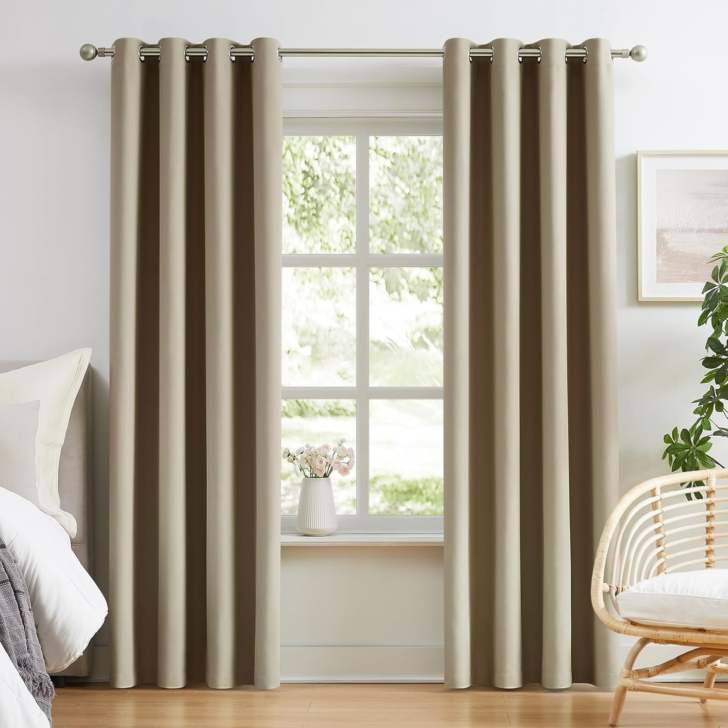 Biscotti Beige Thermal Insulated Drapes with Blackout Curtains for ...