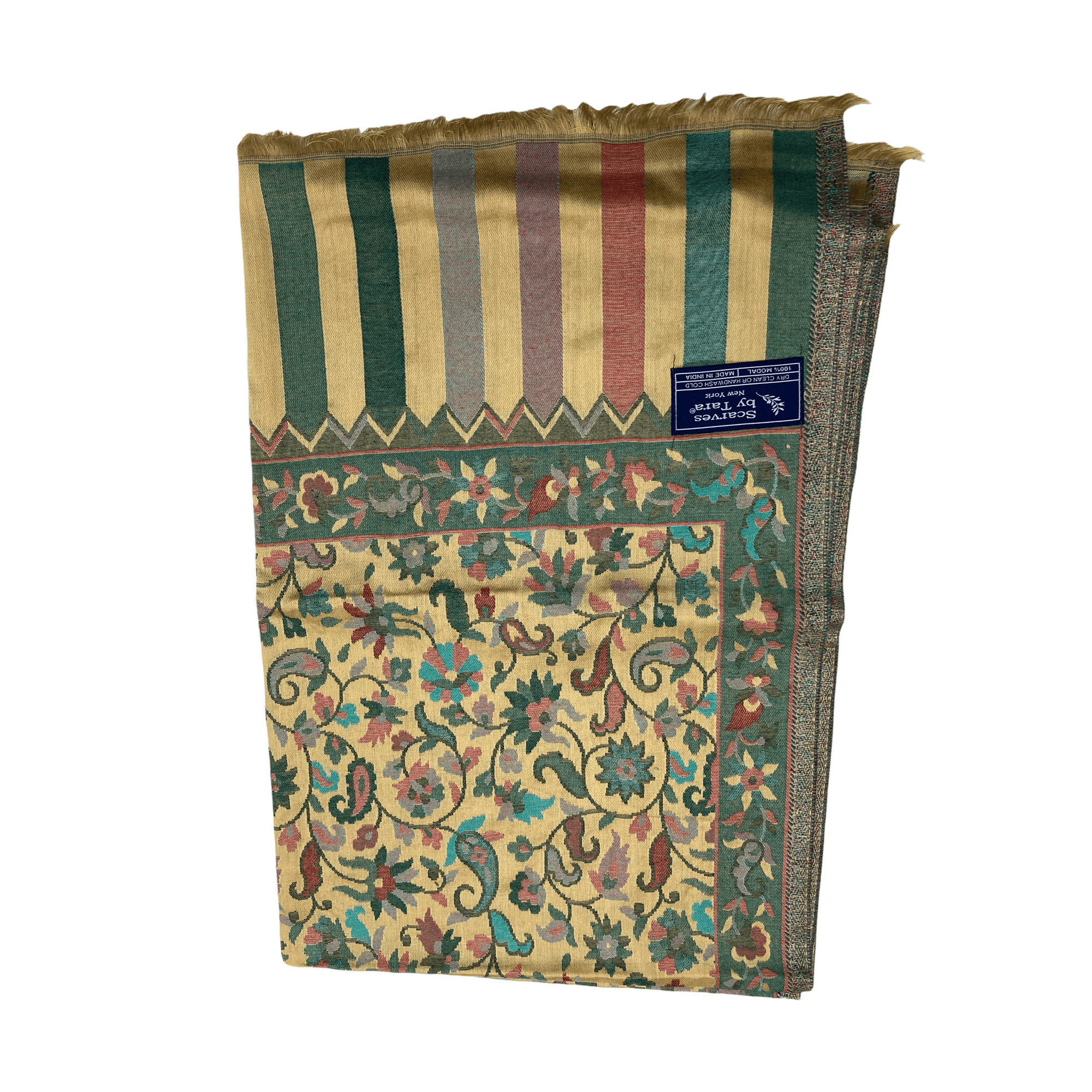 Biscotti Yellow and Green Modal Scarves with Intricate Floral Patterns ...