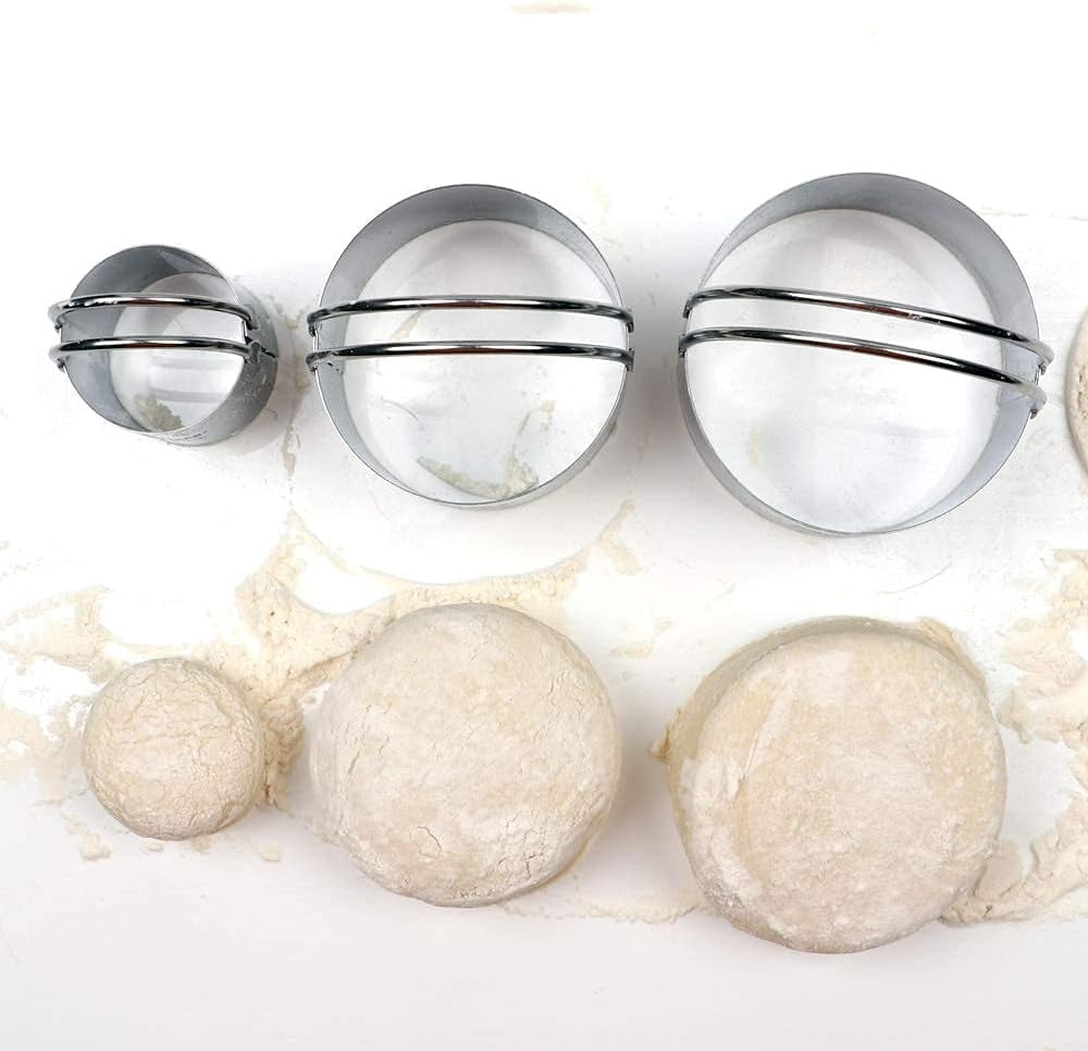Biscuit Cutter Set (3 Pieces/Set), Stainless Steel Round Cookies Cutter ...