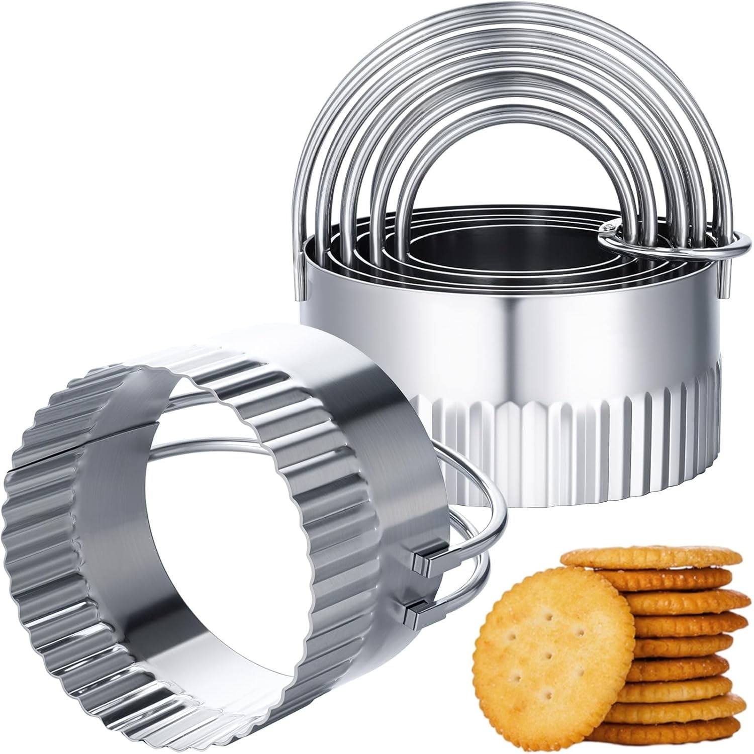 Biscuit Cutter Set (5 Pieces/Set), Stainless Steel Round Biscuit ...