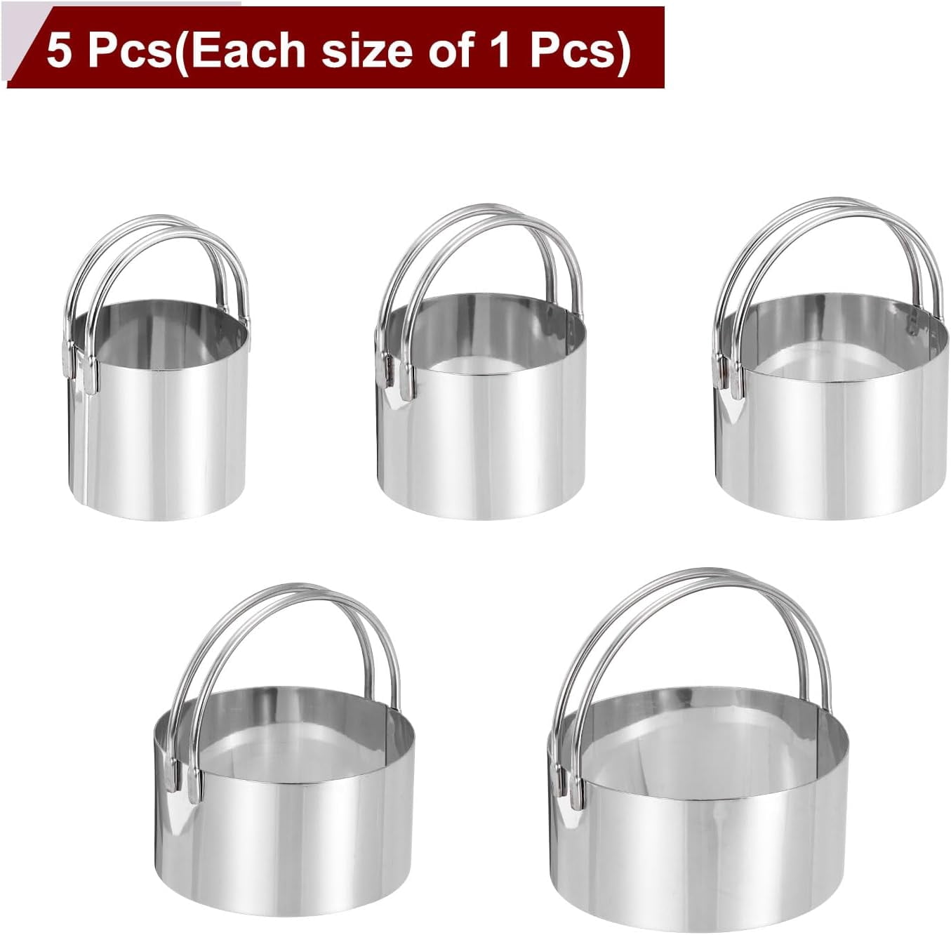 Biscuit Cutter Set (5 Pieces/Set),Stainless Steel Round Cookie Cutters ...