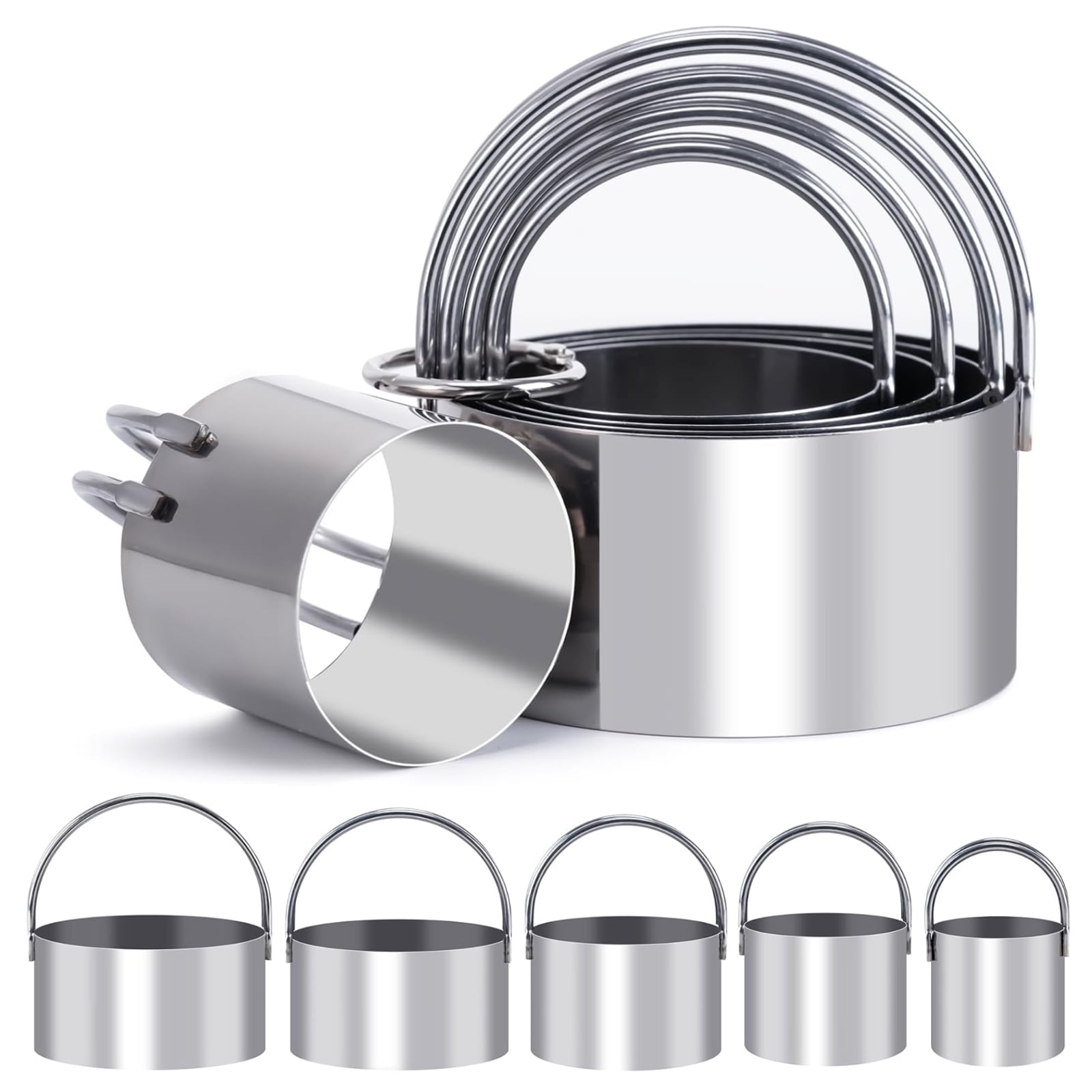 Biscuit Cutter Set Round Cookie Cutters with Handle 5 Pieces Stainless ...