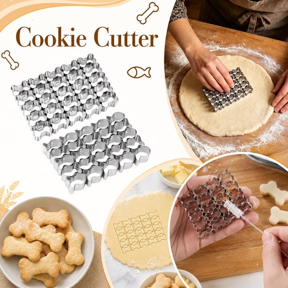 Biscuit Cutters for Baking, Stainless Steel 25 Cavity Mini Fish Bone ...