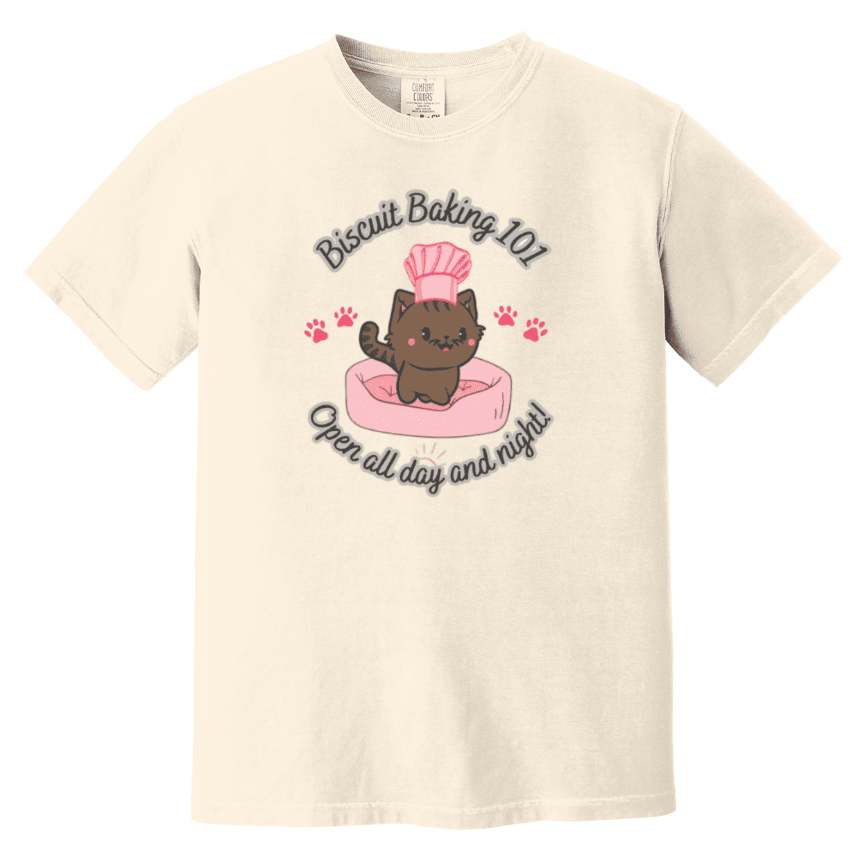 Biscuit Making Cat Cartoon Culinary Kitchen Baker Fun Comfort Color T-Shirt, for men & women, up ...