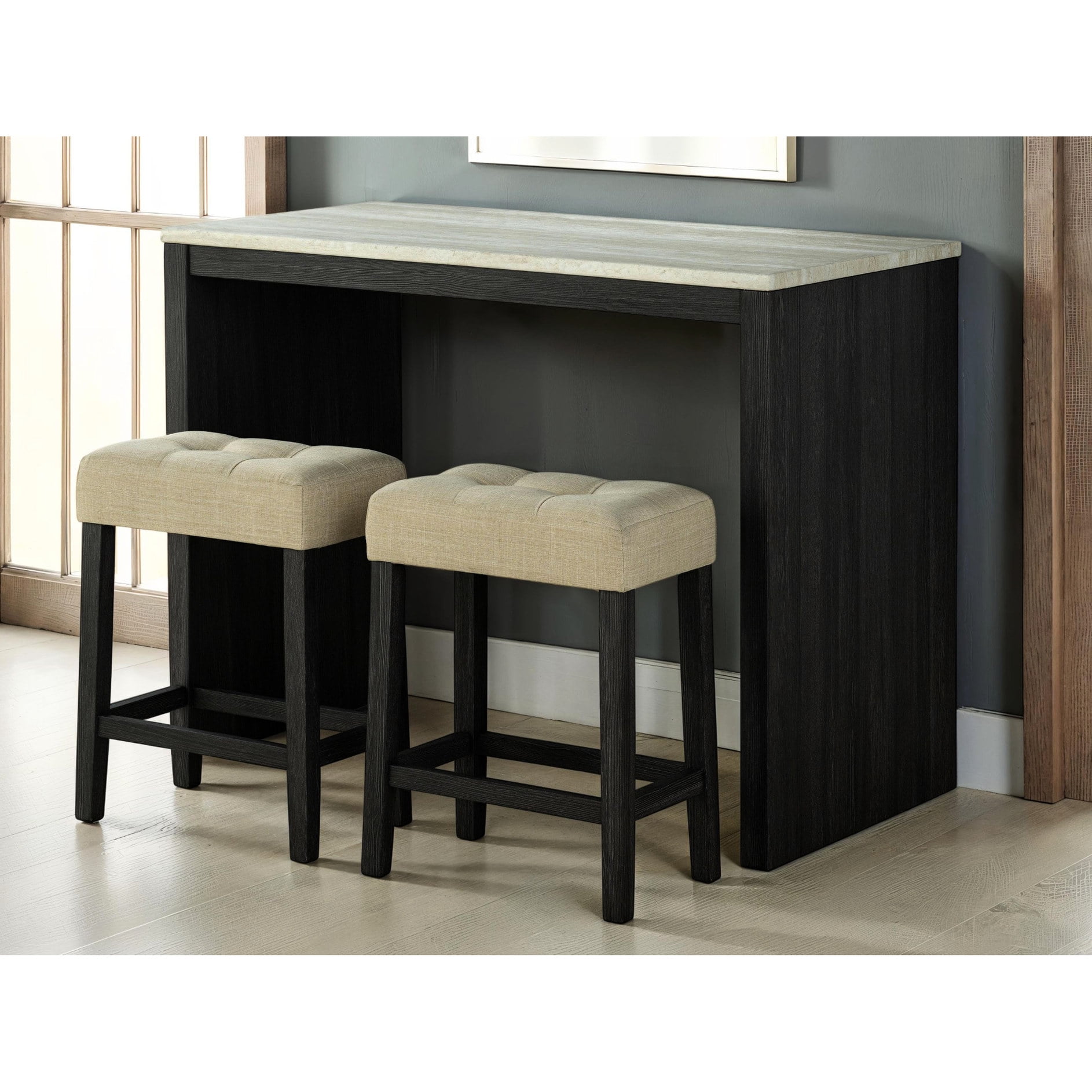 Biscuit-Tufted Seat 3pc Dining Set+Solid Wood Construction"-"Dining ...