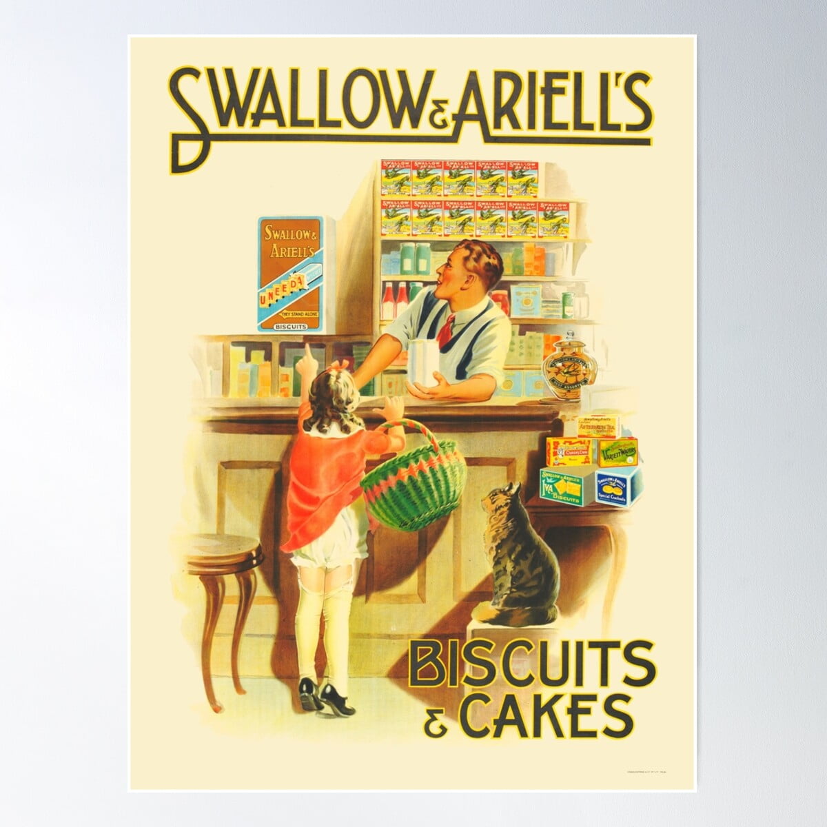 Biscuits And Cakes Vintage Advertising Poster Poster Wall Art, Modern ...