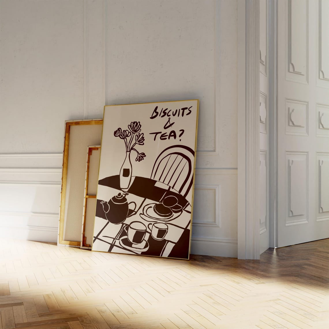 Biscuits And Tea Print, Mid,Century Modern Kitchen UNFRAMED Poster ...