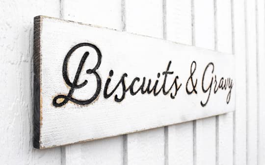 Biscuits & Gravy Sign Horizontal - Carved in a Wood Board 40"x10 ...