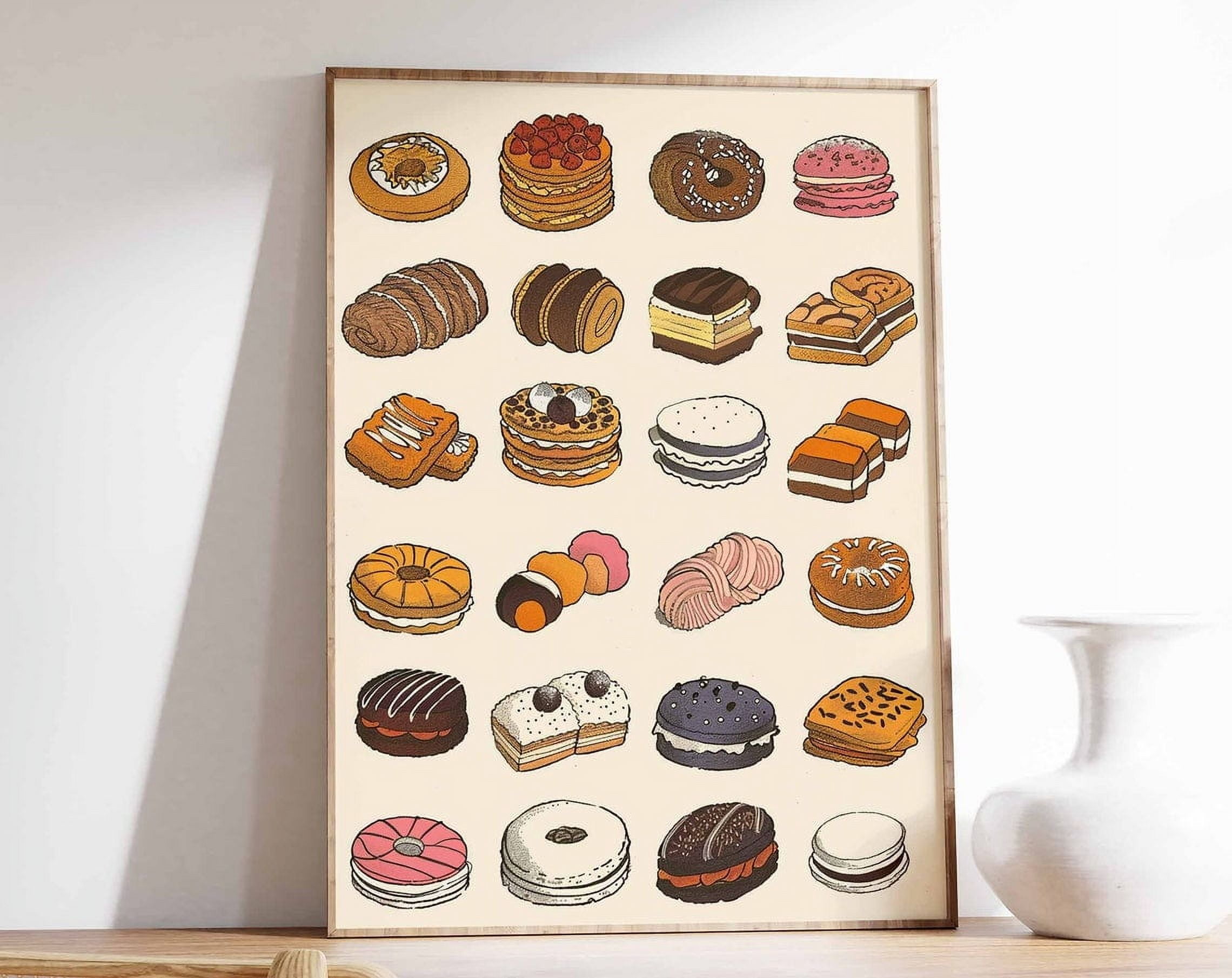 Biscuits Poster, Cakes Poster, Dessert Print, Bakery Art, Sweet Treats ...