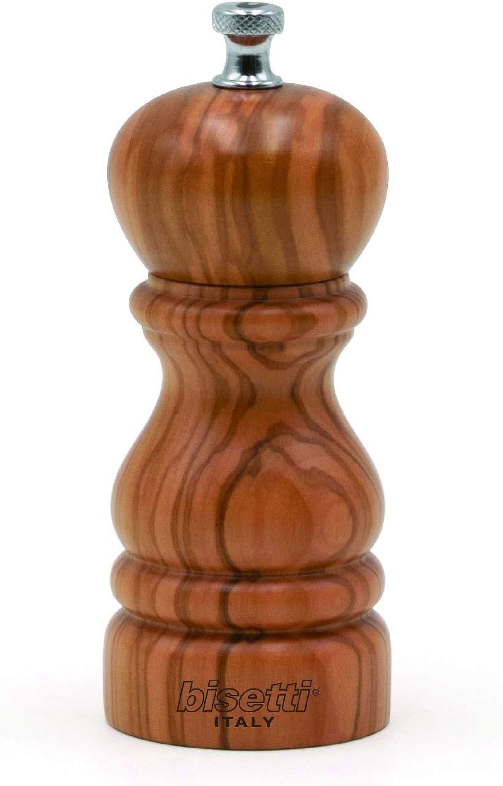Bisetti 13 cm / 5.12 Inch Imperia Olive Wood Salt Mill With Adjustable ...