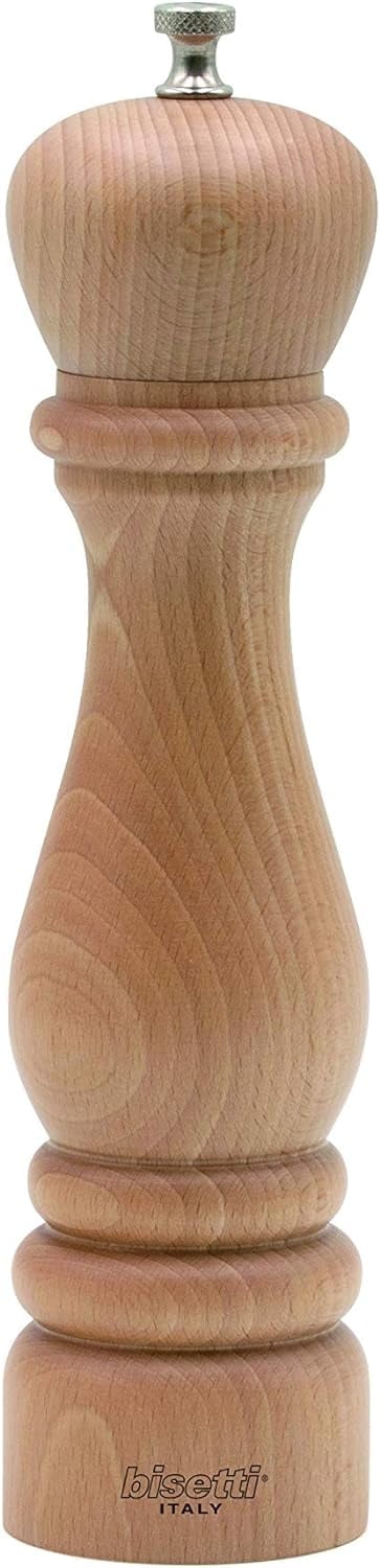 Bisetti 9.5 Inch Roma Beech Wood Pepper Mill With Adjustable Carbon ...