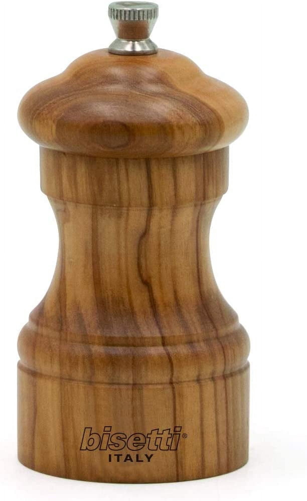 Bisetti Imperia 4 Inch Olive Wood Salt Mill With Adjustable Grinder ...